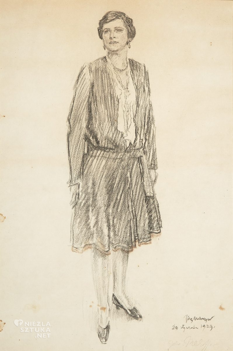 Józef Mehoffer „Portret żony artysty Jadwigi na żółtym tle” » Niezła sztuka