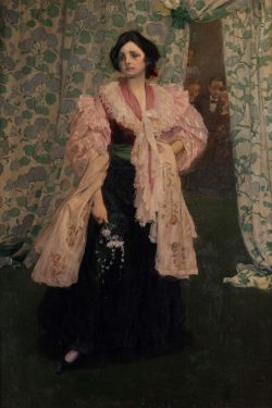 Józef Mehoffer „Portret żony artysty Jadwigi na żółtym tle” » Niezła sztuka